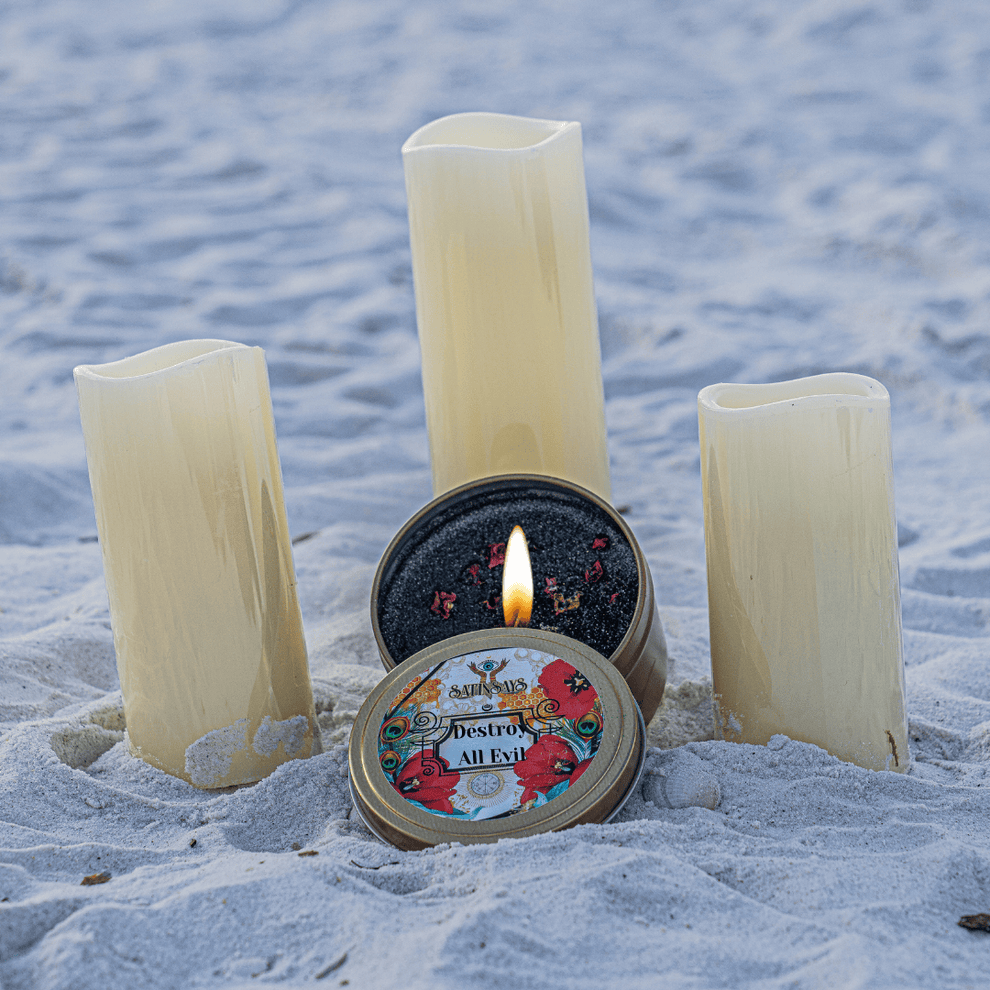Satin's Magickal© Fixed Candle: Destroy All Evil – Satin Says©